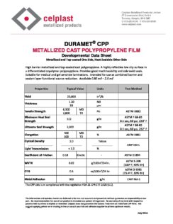 DURAMET 30 CPP developmental - Celplast Metallized Products